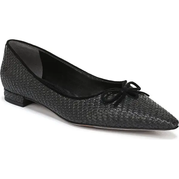 Sam Edelman Pointed-toe Flat With Bow Detailing - Black