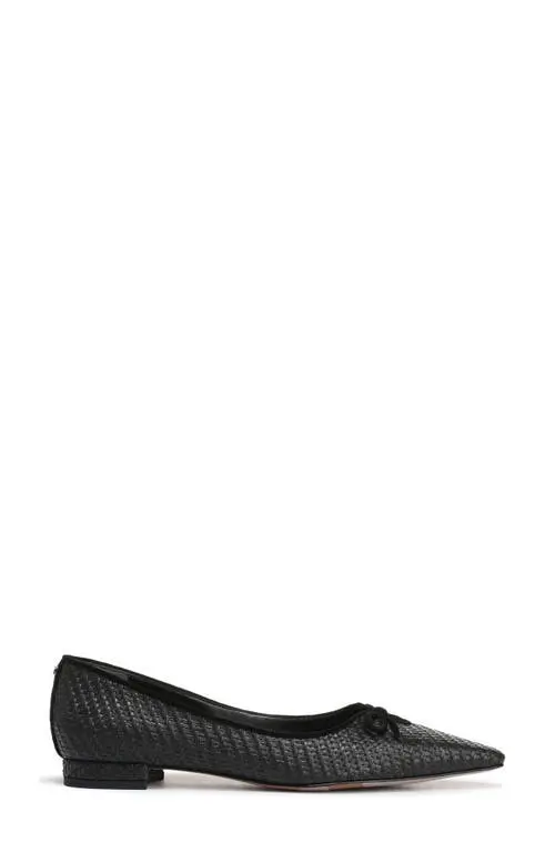 Sam Edelman Pointed-toe Flat With Bow Detailing - Black