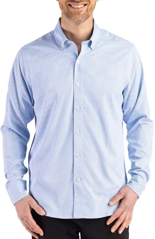 Cutter & Buck Skyline Epic Confidence Check Stretch Button-down Shirt - Atlas/white