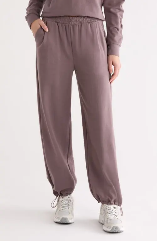 Zella Cinch Cord Hem Sweatpants - Grey Plum