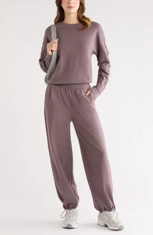 Zella Cinch Cord Hem Sweatpants - Grey Plum