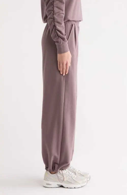 Zella Cinch Cord Hem Sweatpants - Grey Plum