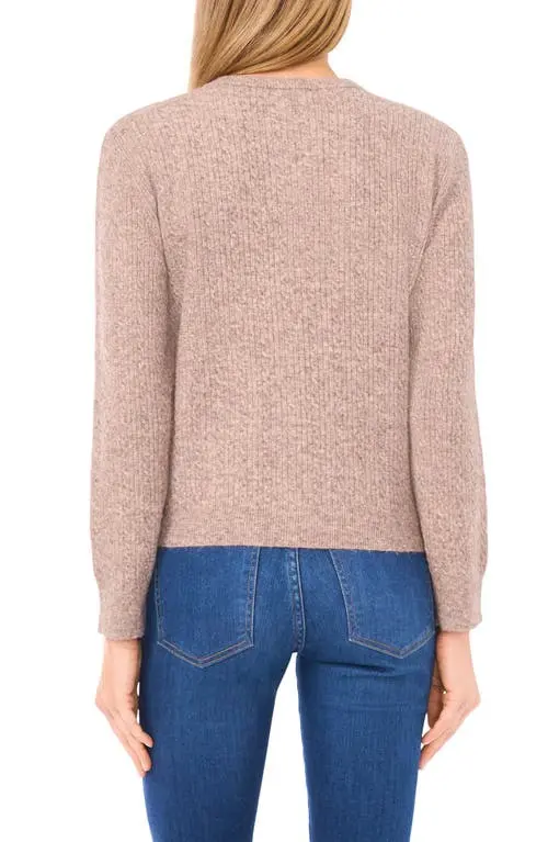 Halogen Cable Stitch Crewneck Cardigan - Desert Taupe