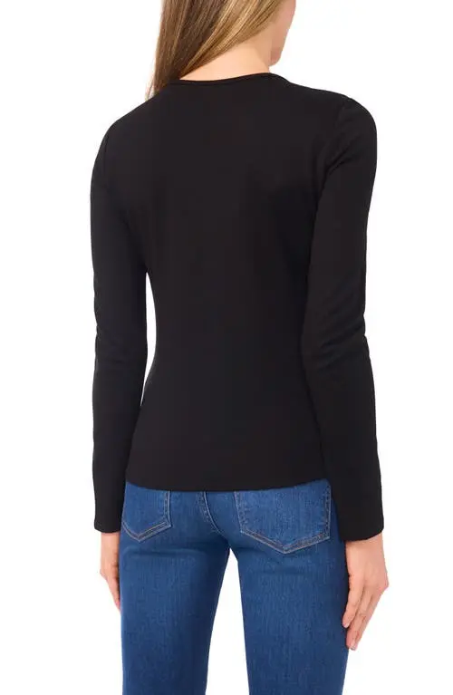 Halogen Long Sleeve Knit Top - Rich Black