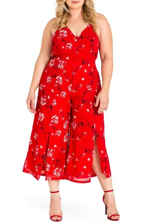 STANDARDS & PRACTICES Dianna Halter Jumpsuit - Red Tulip Print