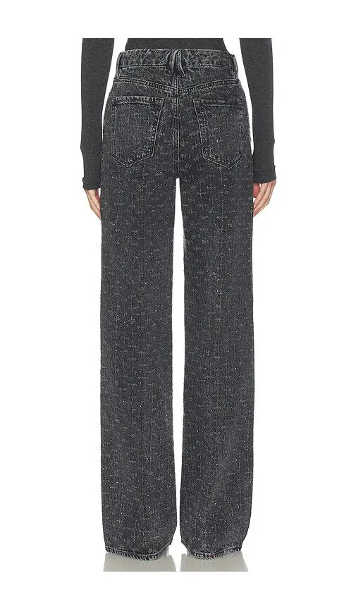 Good American Good Skate Wide Leg Crystal Jeans - Black415