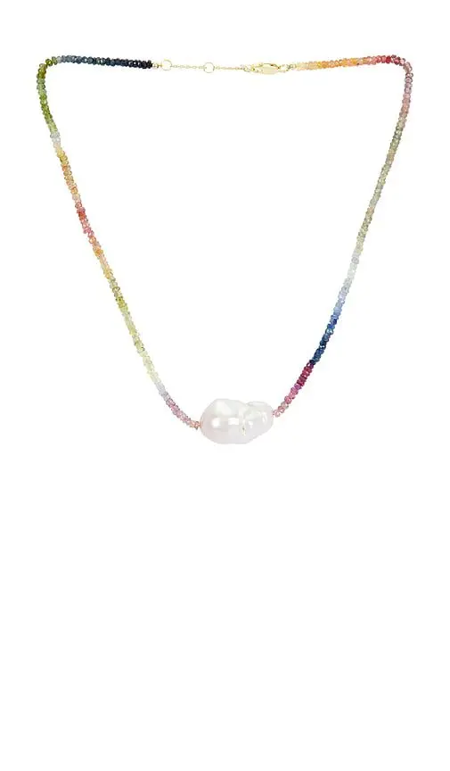 Shashi Aisha Gemstone Necklace With Pearl - Multi