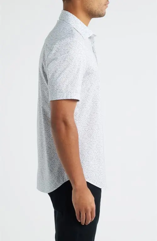 Bugatchi Miles Ooohcotton® Leaf Print Short Sleeve Button-up Shirt - Sand
