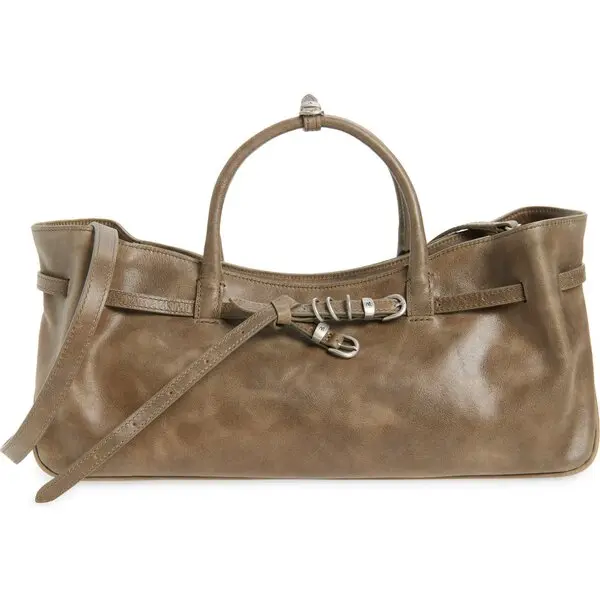 MARGESHERWOOD Grandma Buckle Suede Shoulder Bag - Etoffe Pull-up