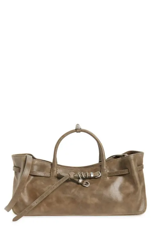 MARGESHERWOOD Grandma Buckle Suede Shoulder Bag - Etoffe Pull-up