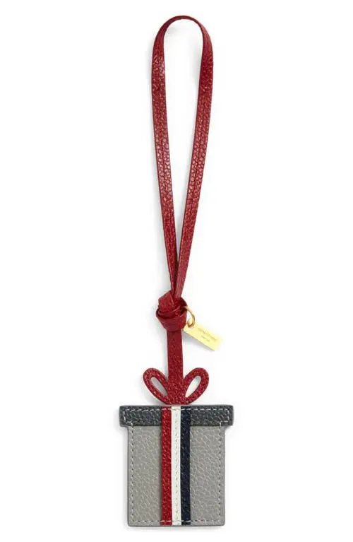 Thom Browne Leather Bag Charm - Light Grey