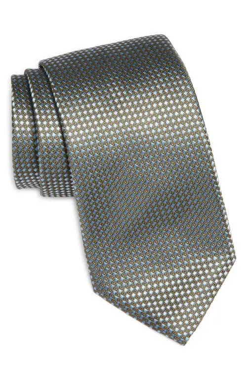 Canali Patterned Silk Neck Tie - Green