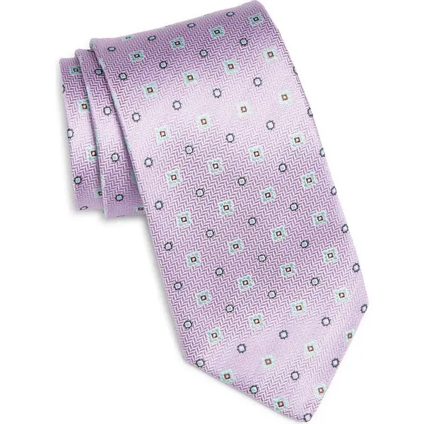 Canali Medallion Silk Neck Tie - Light Purple
