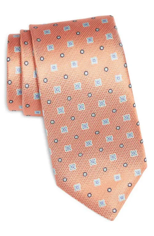 Canali Medallion Silk Neck Tie - Light Orange