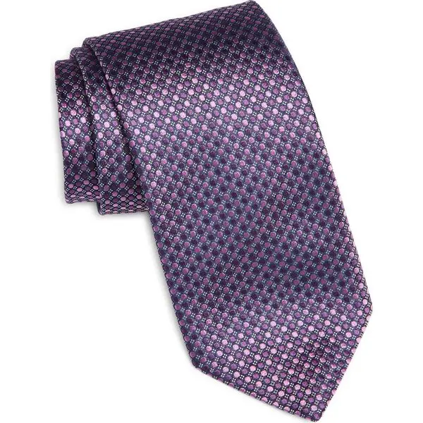 Canali Geometric Silk Neck Tie - Purple