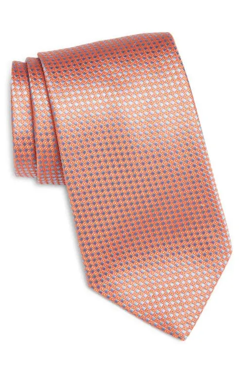 Canali Patterned Silk Tie - Orange