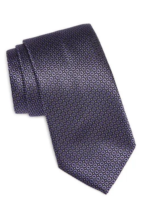 Canali Geometric Silk Neck Tie - Blue