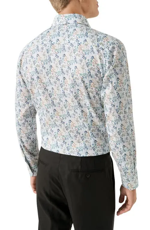 Eton Contemporary Fit Floral Twill Dress Shirt - Medium Blue