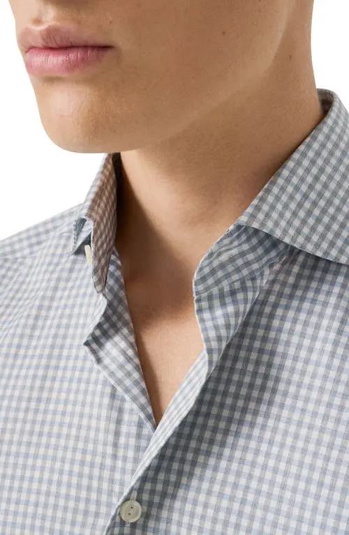 Eton Contemporary Fit Mélange Check Dress Shirt - Medium Blue