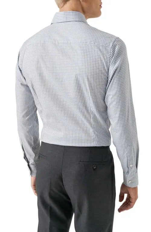 Eton Contemporary Fit Mélange Check Dress Shirt - Medium Blue