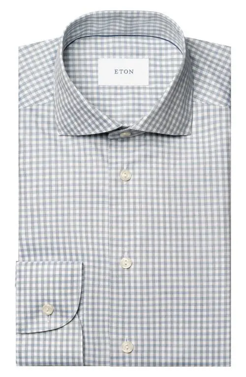 Eton Contemporary Fit Mélange Check Dress Shirt - Medium Blue