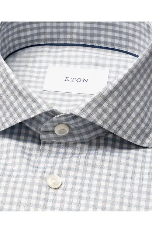 Eton Contemporary Fit Mélange Check Dress Shirt - Medium Blue
