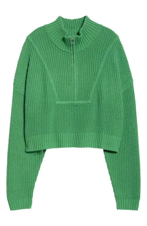 Staud Hampton Crop Half-zip Sweater