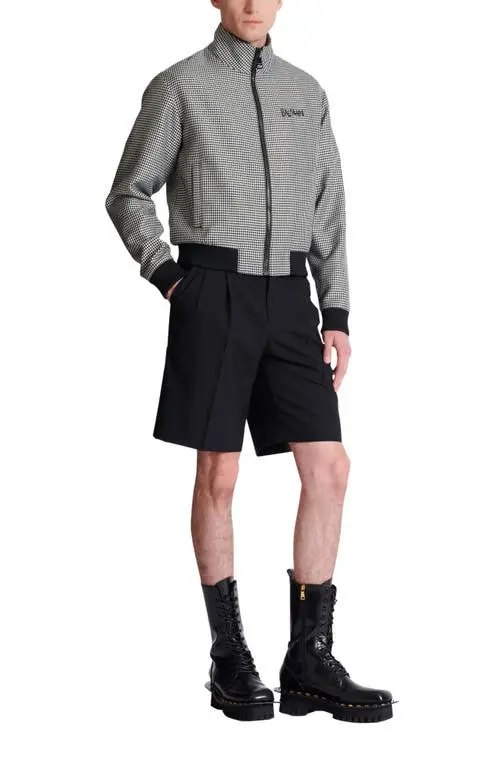 Balmain Houndstooth Wool Jacket - Black