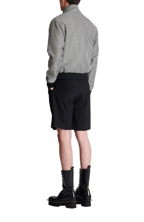 Balmain Houndstooth Wool Blend Bomber Jacket - Black