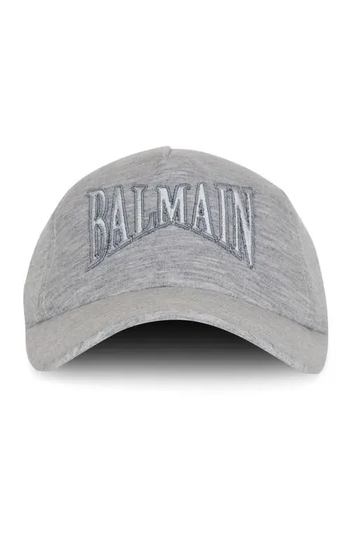Balmain Embroidered Jersey Cap - Grey