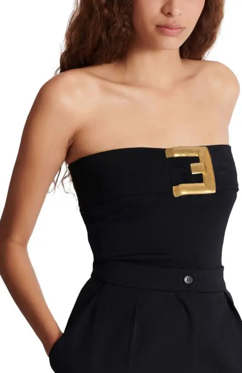 Balmain Crepe Bustier Bodysuit With Belt Detail