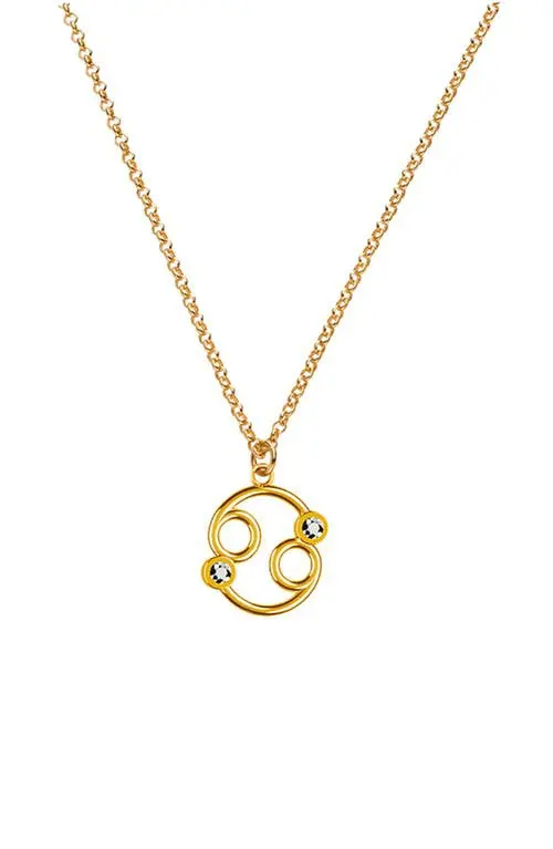 OAK & LUNA Zodiac Necklace With Moissanite In Gold Vermeil - Cancer