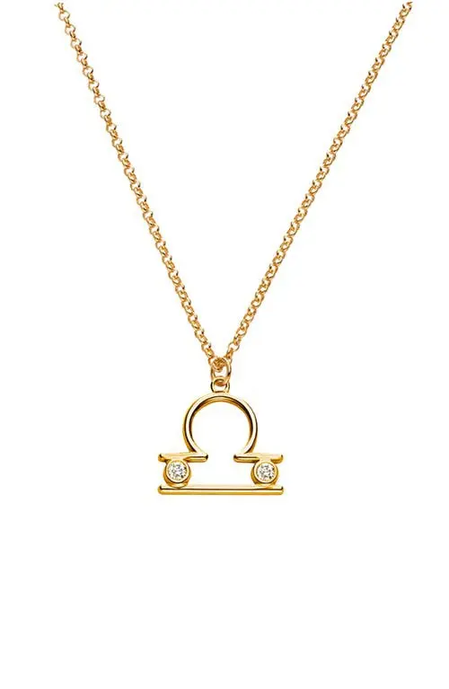 OAK & LUNA Zodiac Necklace With Moissanite In Gold Vermeil - Libra