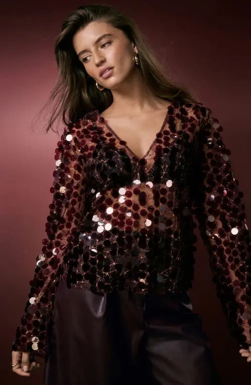 NEXT Sequin Sheer Mesh Top