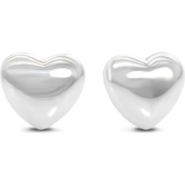 DEVATA Puffy Heart Stud Earrings - Silver