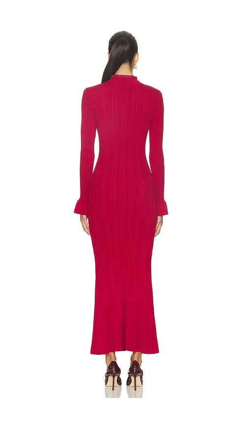 SELF-PORTRAIT Pearl Trim Knit Midi Dress
