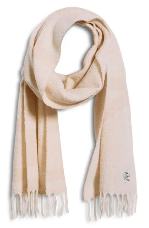 TOTEME Monogram Jacquard Alpaca Blend Fringe Scarf - Ecru/white