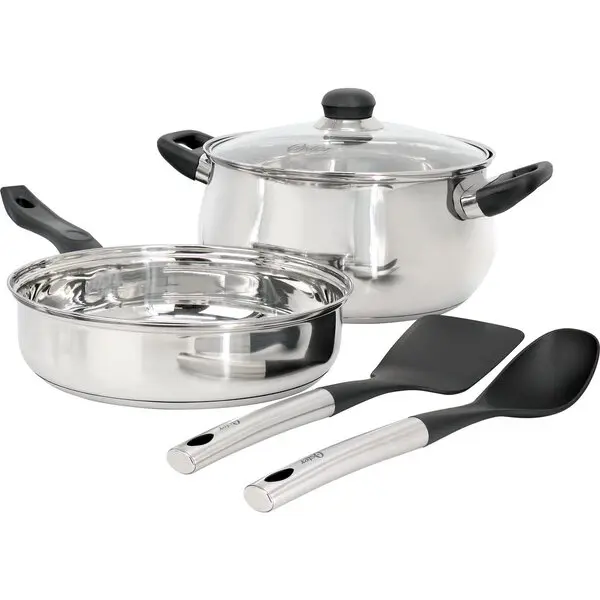 OSTER Rametto 5 Piece Belly Shaped Stainless Steel Cookware Set - Silver