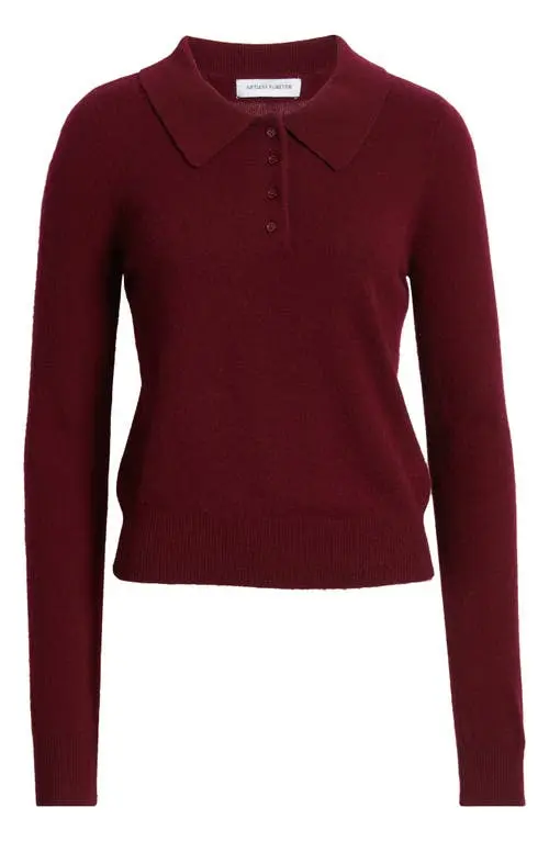 ARTLESS FOREVER Tove Wool & Cashmere Polo Sweater - Merlot