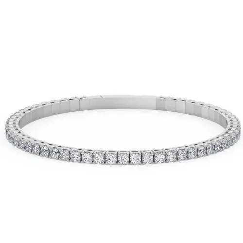 BLISS DIAMOND 4ct Diamond Flexible Oval Bangle Bracelet - 14k White Gold