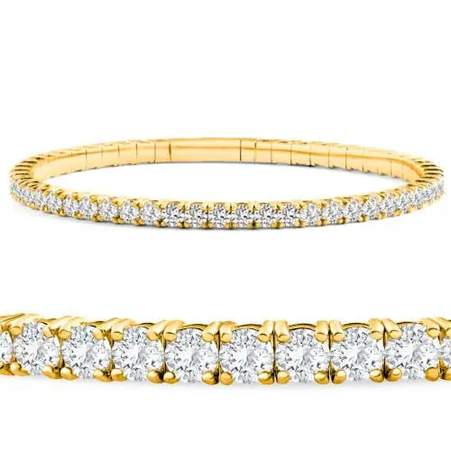 BLISS DIAMOND 4ct Diamond Flexible Oval Bangle Bracelet - 14k Yellow Gold