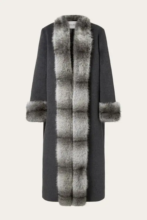 MALINA Anouk Yve Faux Fur Trim Wool Coat
