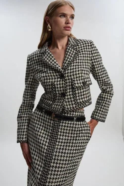 Karen Millen Double Button Tweed Cropped Jacket - Multi