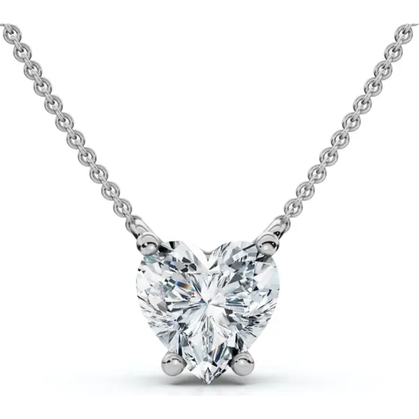 BLISS DIAMOND Certified 3ct Heart Solitaire Pendant Necklace - White Gold