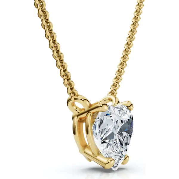BLISS DIAMOND Certified 3ct Heart Solitaire Pendant Necklace - Yellow Gold