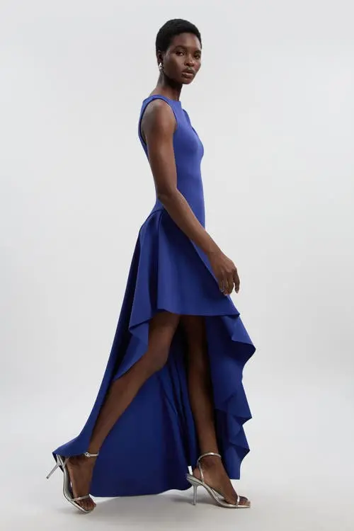 Karen Millen Petite Ruffled Hem Maxi Dress - Navy