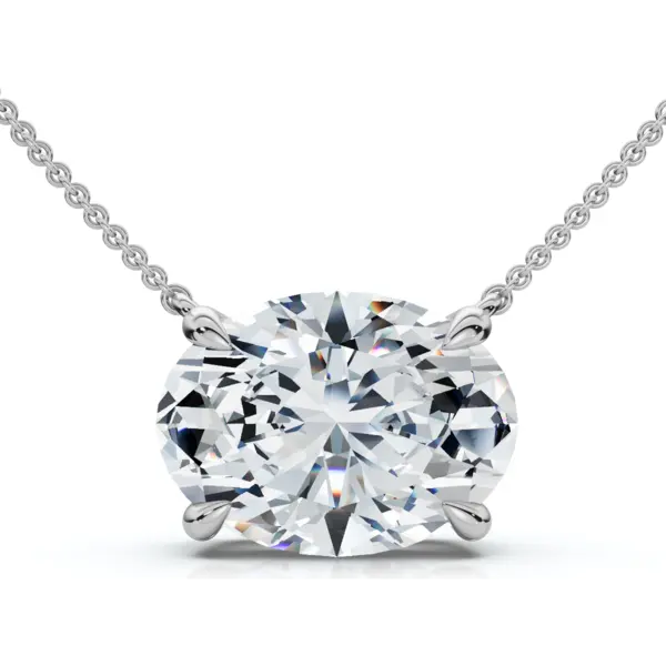 BLISS DIAMOND Certified 3ct Oval Solitaire Pendant - White Gold
