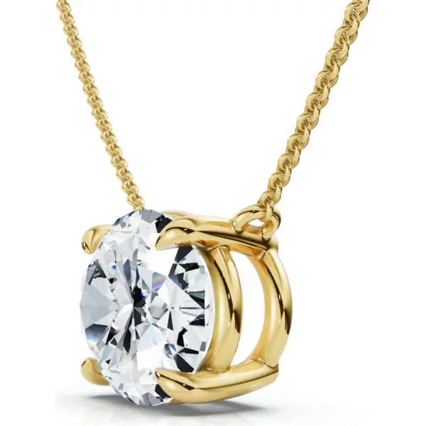 BLISS DIAMOND Certified 3ct Oval Solitaire Pendant - Yellow Gold