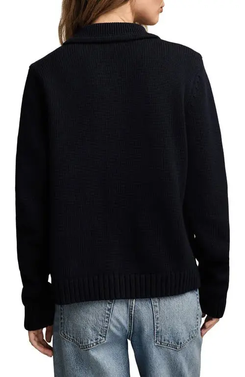 Lucky Brand Cotton Knit Cardigan - Cadet Navy