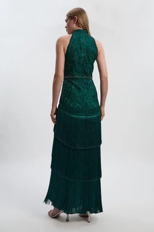Karen Millen Beaded Halter Neck Maxi Dress